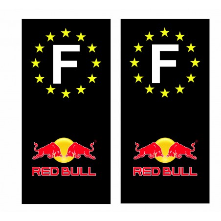 2 Stickers autocollant plaque d immatriculation RED BULL